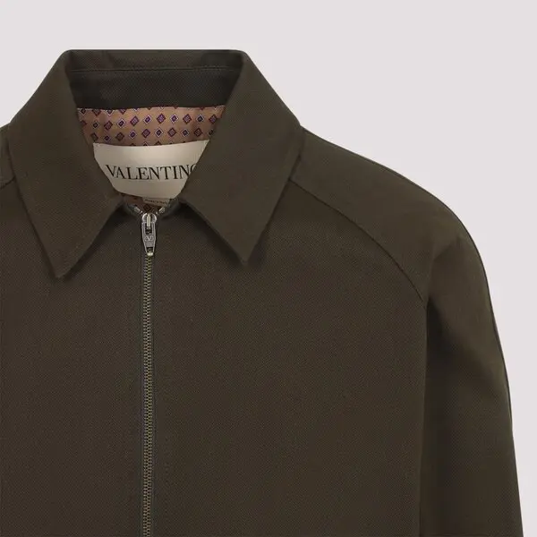 Valentino Garavani Logo Plaque Zip-up Jacket - Green