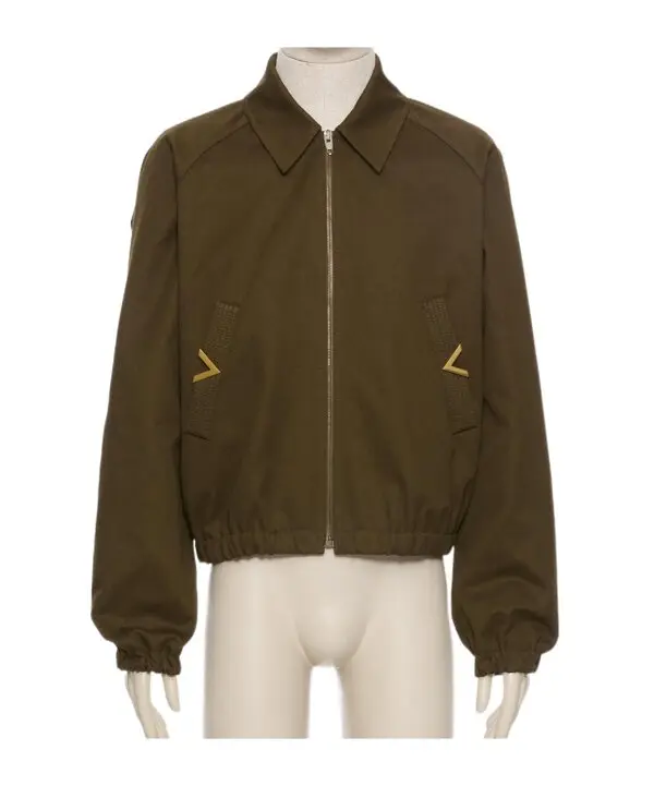 Valentino Garavani Logo Plaque Zip-up Jacket - Green