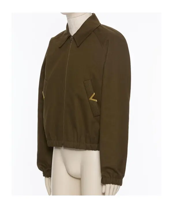 Valentino Garavani Logo Plaque Zip-up Jacket - Green