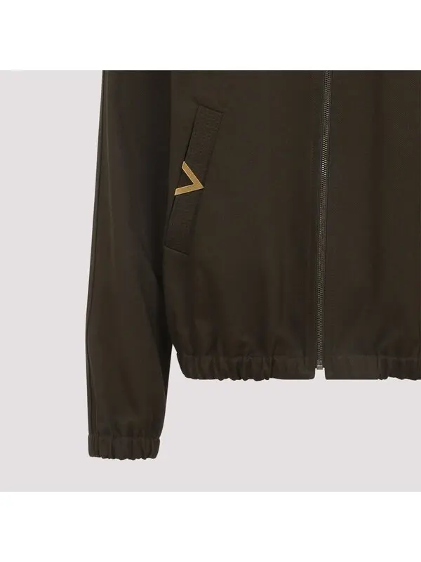 Valentino Garavani Logo Plaque Zip-up Jacket - Green