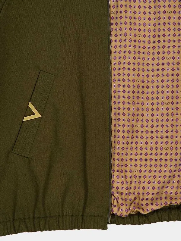 Valentino Garavani Logo Plaque Zip-up Jacket - Green