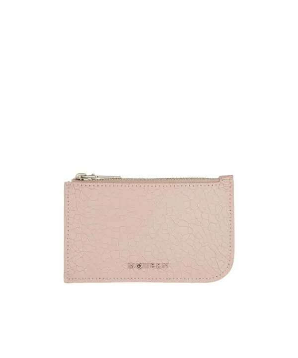 Alexander McQueen Cracked-effect Zipped Cardholder - Nude