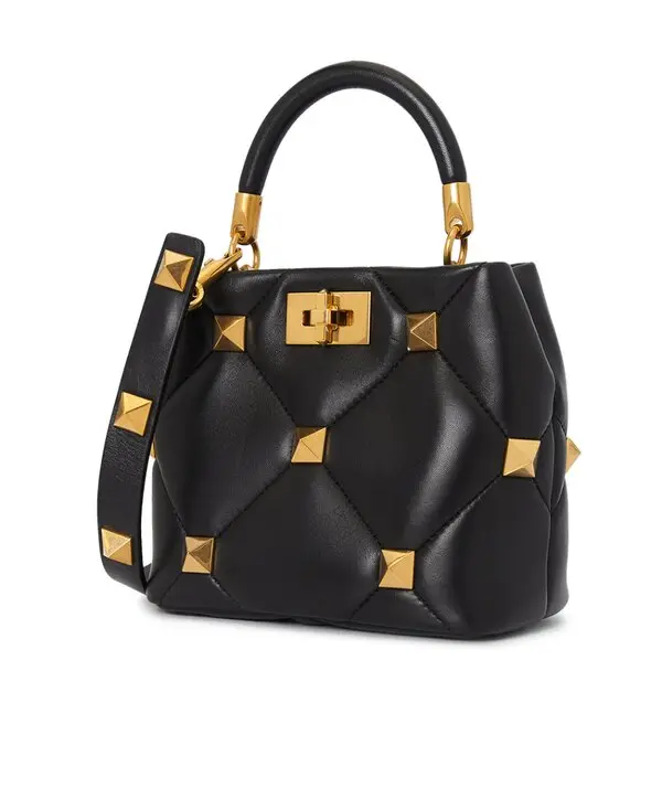 Valentino Garavani Roman Stud Quilted Small Tote Bag - Black