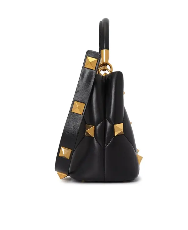 Valentino Garavani Roman Stud Quilted Small Tote Bag - Black