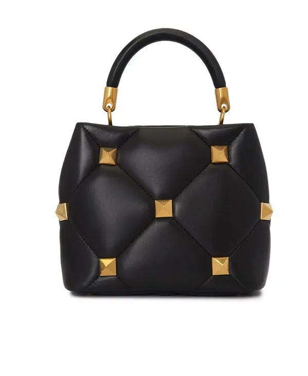 Valentino Garavani Roman Stud Quilted Small Tote Bag - Black