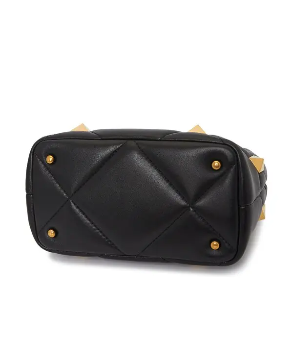 Valentino Garavani Roman Stud Quilted Small Tote Bag - Black