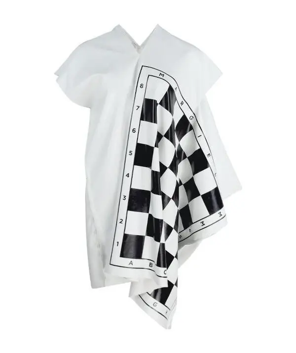 MAISON MARGIELA V-neck Asymmetrical Blouse With Chessboard Print - No