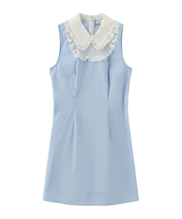 Marissa Chiara Sleeveless Dress With Peter Pan Collar - Blue