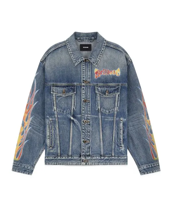 We11Done Flame Micro-label Denim Jacket - Blue