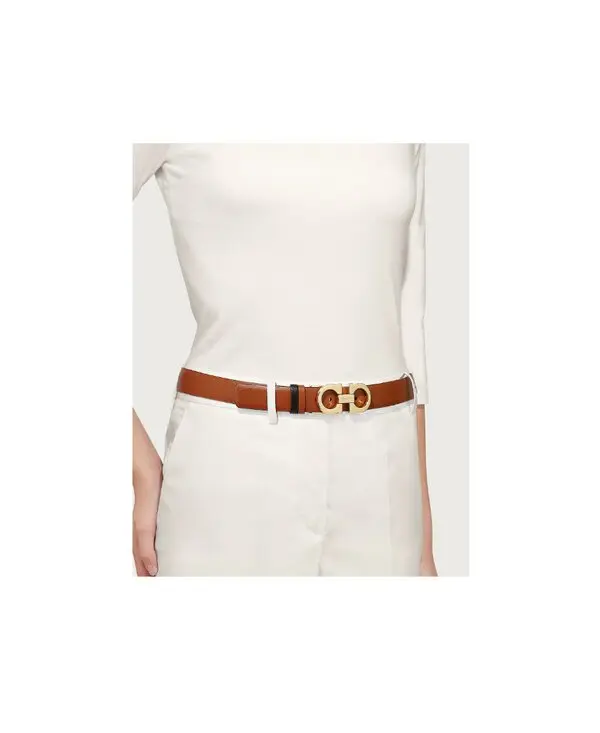 FERRAGAMO Gancini Reversible Belt - Brown