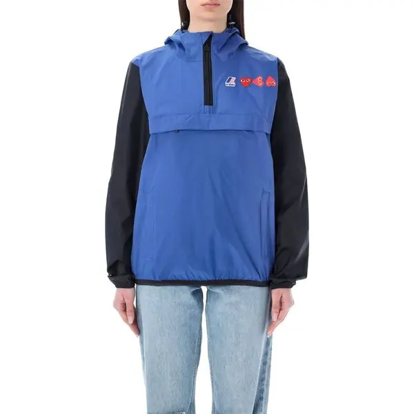 Play Comme Des Garcon X K-way Half-zip Hooded Jacket - Blue