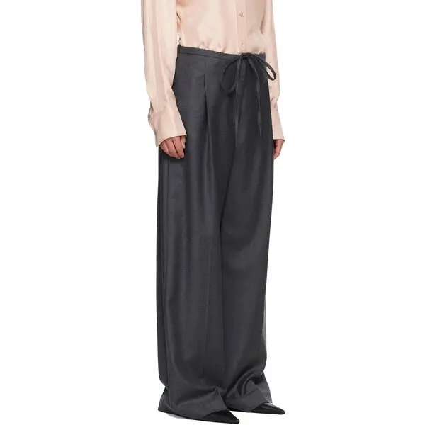 RÓHE Drawstring-waist Pleated Wide-leg Trousers - Black