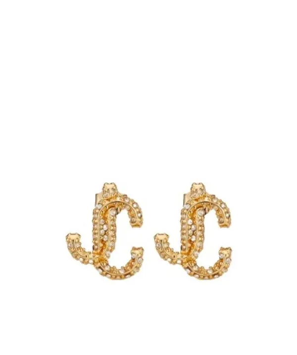 JIMMY CHOO Logo Plaque Embellished Earrings - Yellow