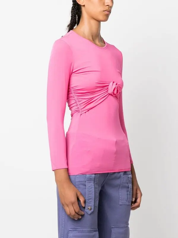 Blumarine Long-sleeved T-shirt With Floral Appliqu