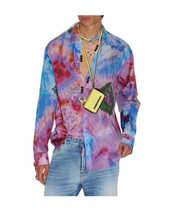 Dsquared2 Tie-dye Printed Straight Hem Shirt