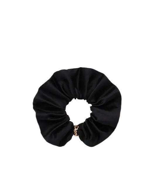 Saint Laurent Logo Plaque Scrunchie - Black