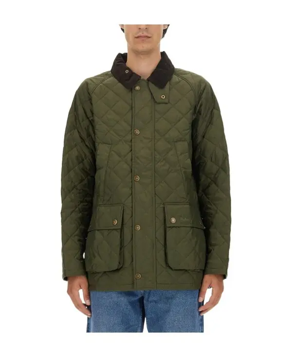 Barbour Quilted Jacket With Long Sleeves And Button Closure - Green