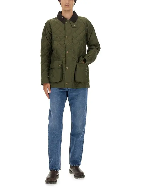 Barbour Quilted Jacket With Long Sleeves And Button Closure - Green