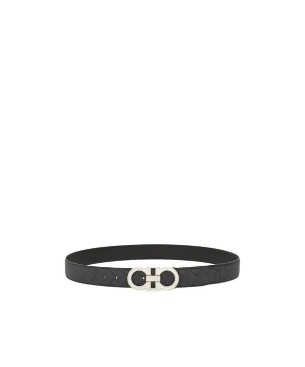 FERRAGAMO Adjustable Gancini Belt - Black/gray