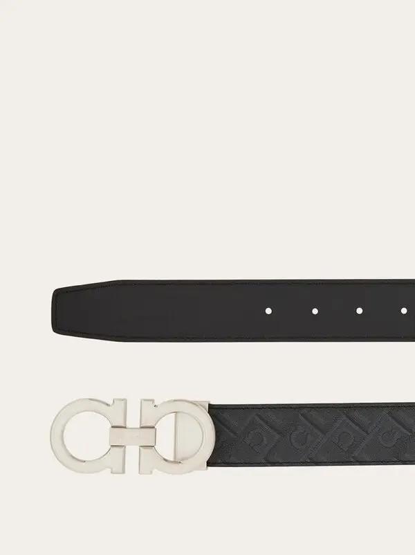 FERRAGAMO Adjustable Gancini Belt - Black/gray