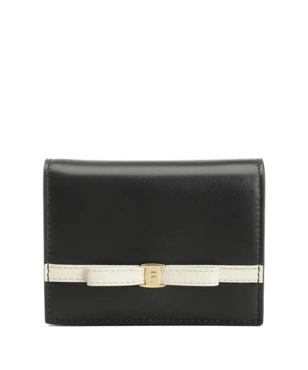 FERRAGAMO Bow Detailed Folded Wallet - Black