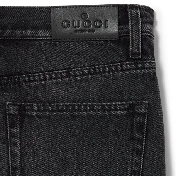Gucci Horsebit Detail Denim Shorts - Dark Grey