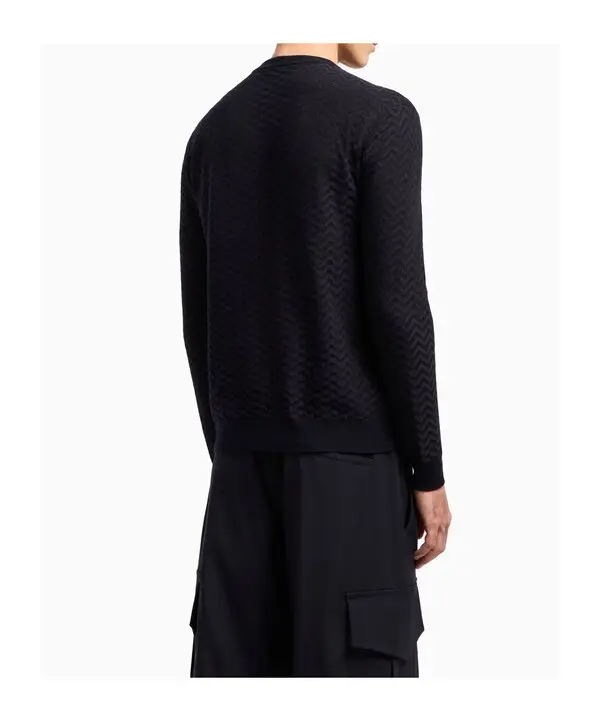 Giorgio Armani Plated Chevron Crewneck Jumper