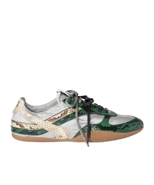 Miu Miu Technical Fabric And Ayers Leather Sneakers - Multicolor