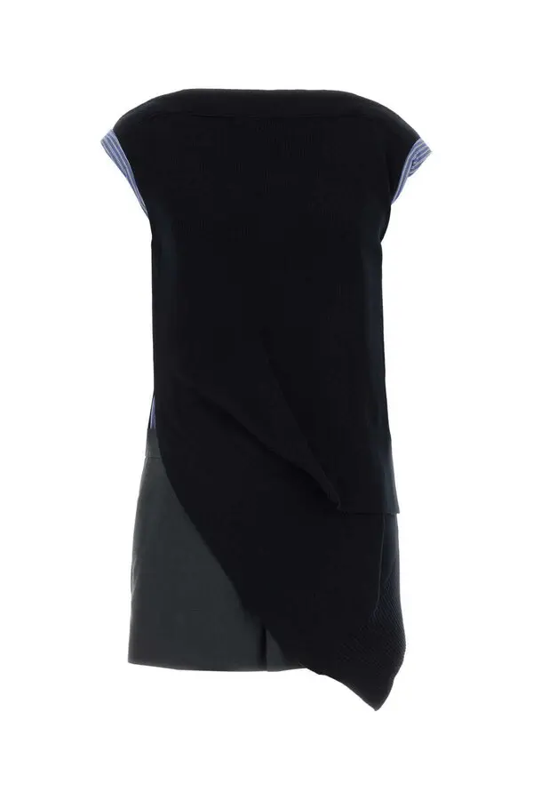 Sacai Sleeveless Knit Dress With Striped Details