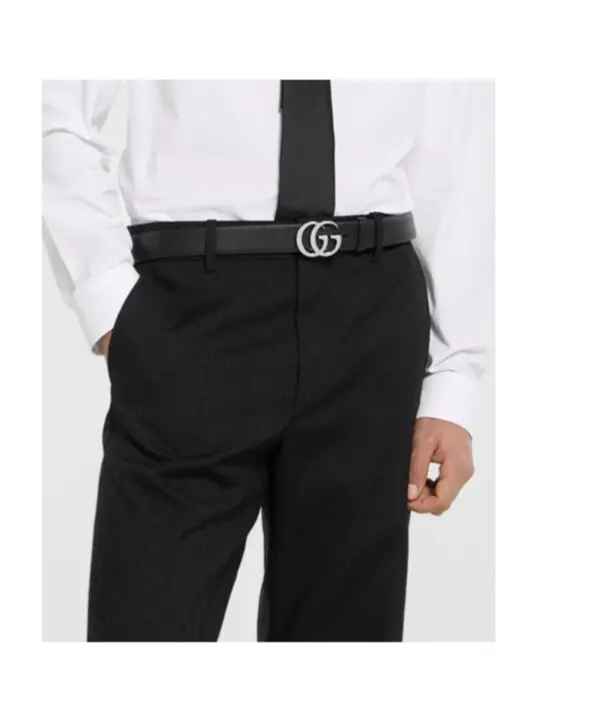 Gucci Gg Running Leather Belt - Black