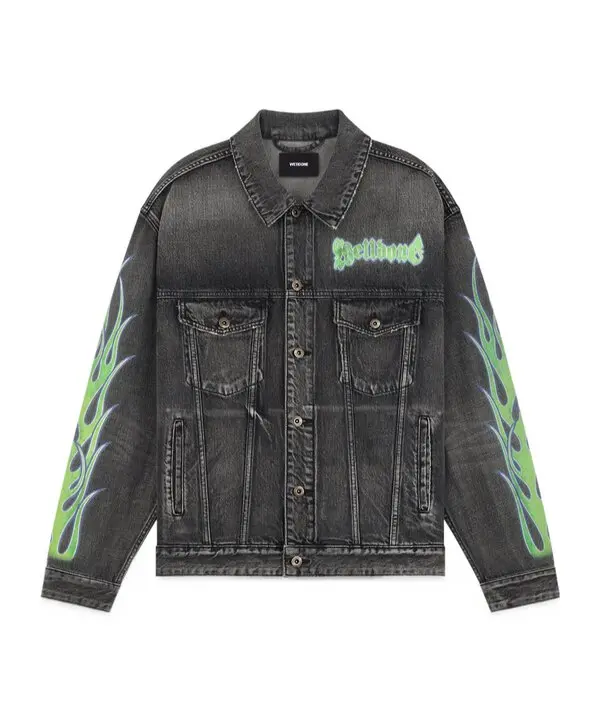 We11Done Flame Micro-label Denim Jacket - Black