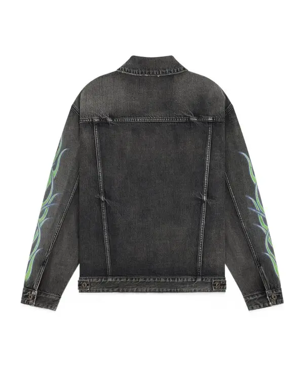 We11Done Flame Micro-label Denim Jacket - Black