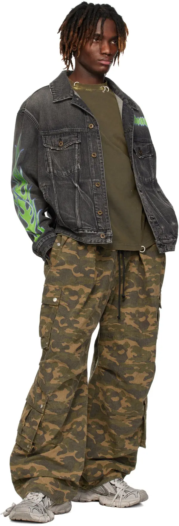 We11Done Flame Micro-label Denim Jacket - Black