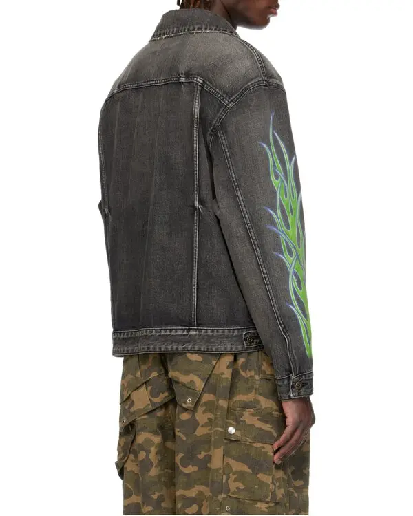 We11Done Flame Micro-label Denim Jacket - Black