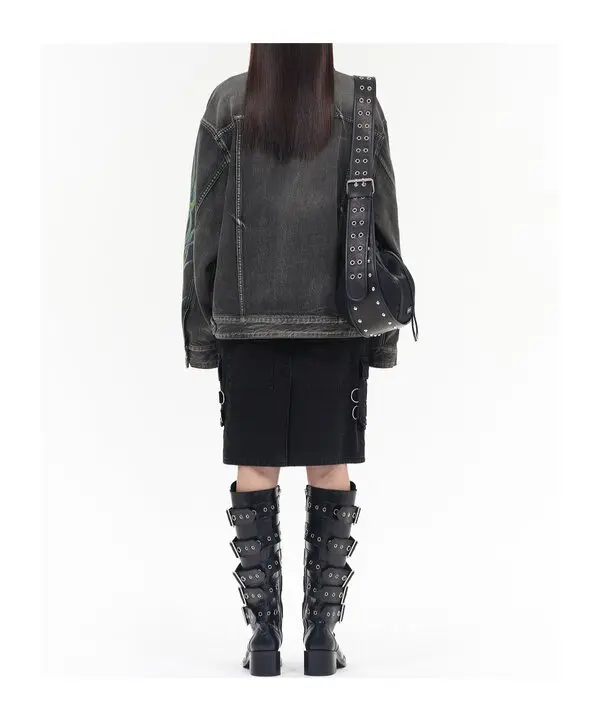 We11Done Flame Micro-label Denim Jacket - Black