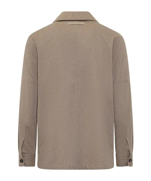 Zegna Long Sleeved Buttoned Overshirt - Gray
