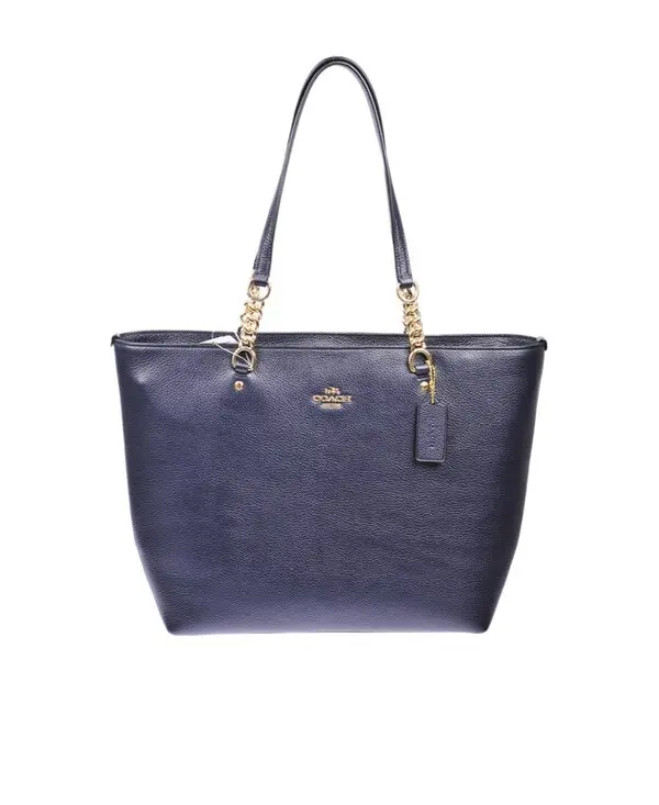 COACH Leather Tote With Chain Strap