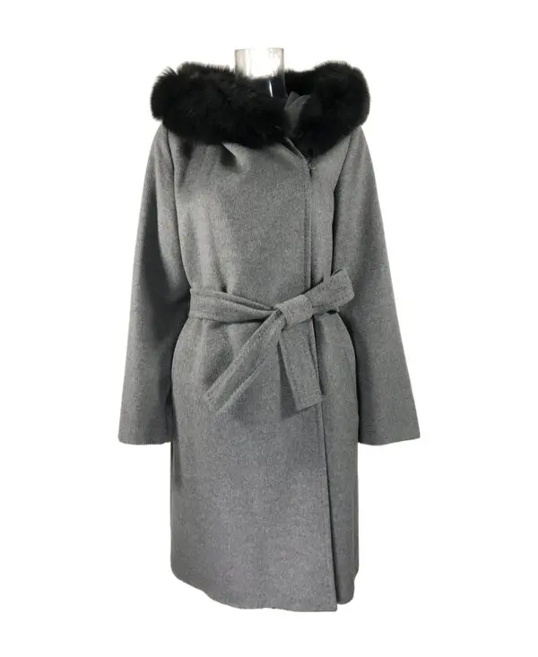 Max Mara Woolen Overcoat With Belt And Hood