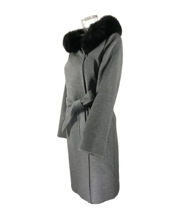 Max Mara Woolen Overcoat With Belt And Hood