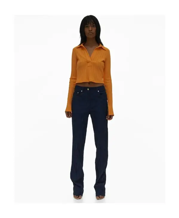 Helmut Lang Collared Ribbed Knit Top