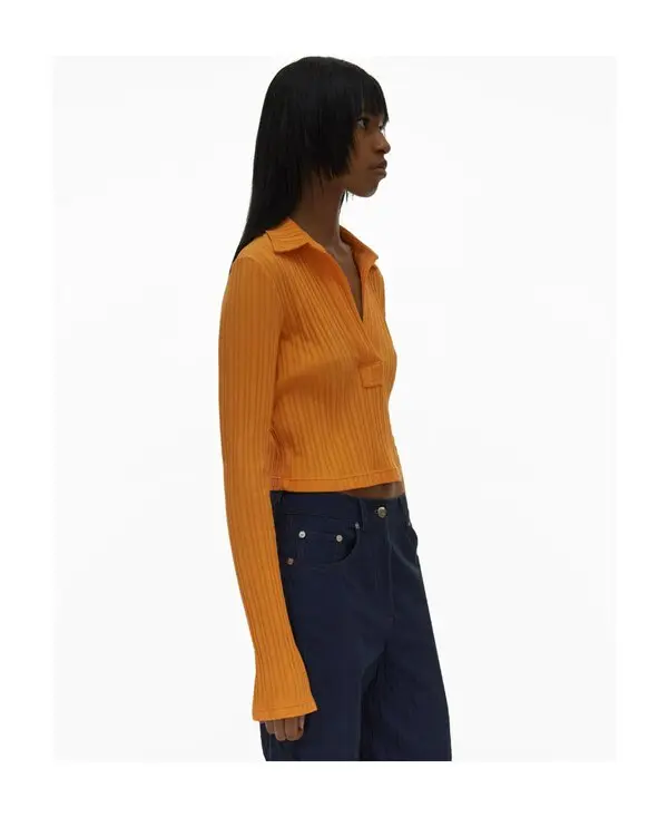 Helmut Lang Collared Ribbed Knit Top