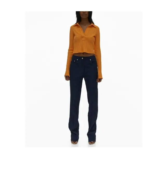 Helmut Lang Collared Ribbed Knit Top
