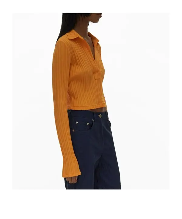 Helmut Lang Collared Ribbed Knit Top