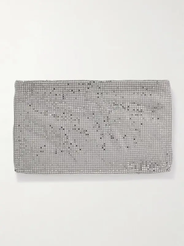 Rabanne Mesh Logo Clutch Bag