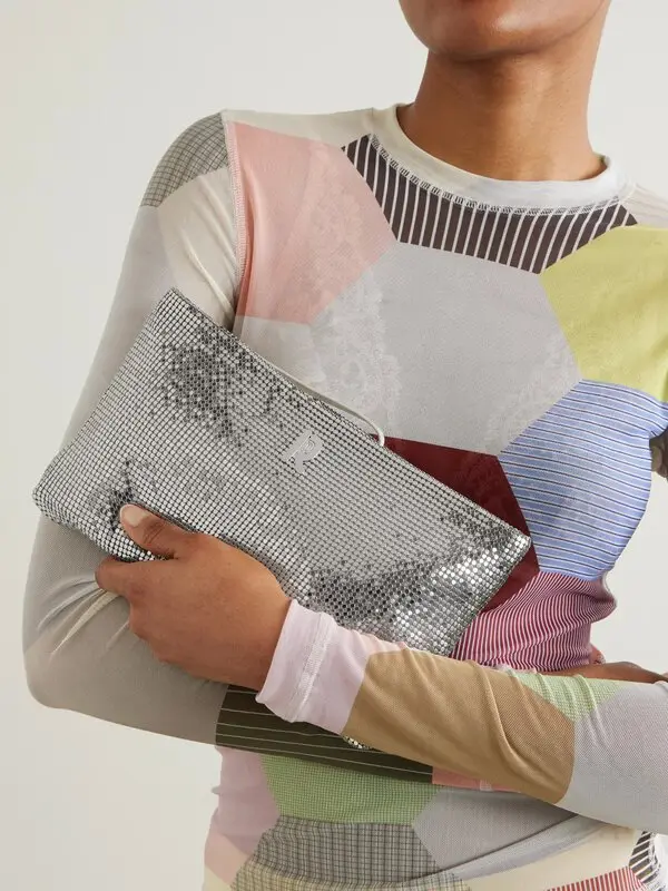 Rabanne Mesh Logo Clutch Bag