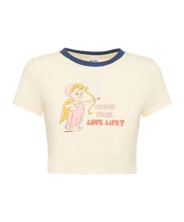 RE/DONE Round Neck Printed T-shirt - White