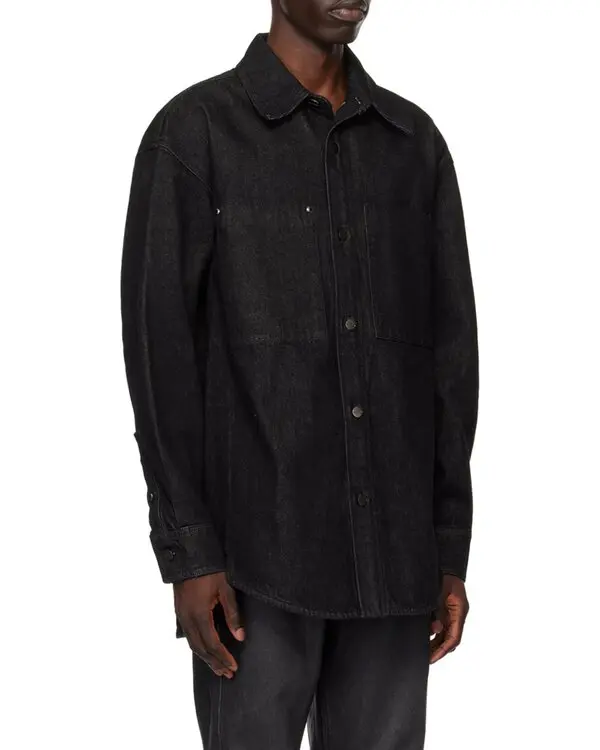 WOOYOUNGMI Logo Print Denim Shirt - Black