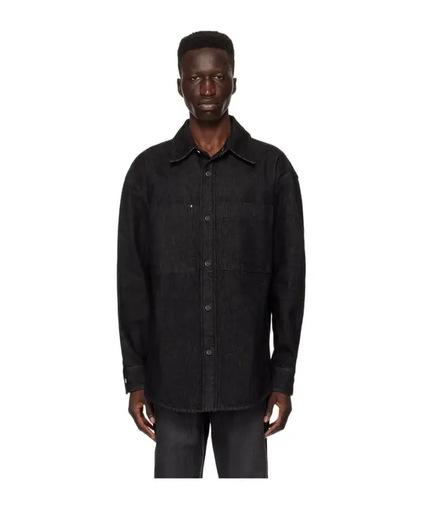 WOOYOUNGMI Logo Print Denim Shirt - Black