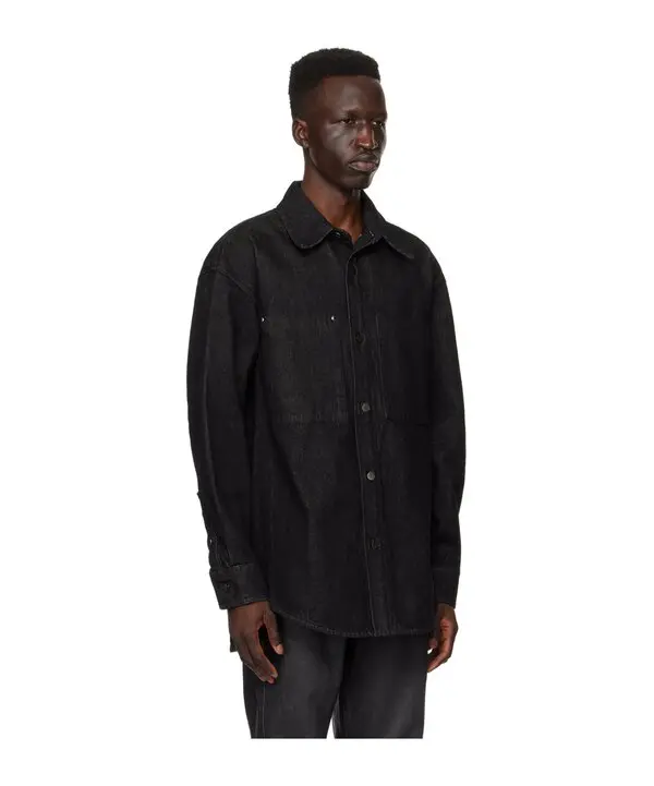 WOOYOUNGMI Logo Print Denim Shirt - Black