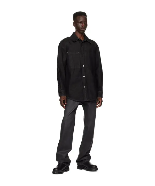 WOOYOUNGMI Logo Print Denim Shirt - Black